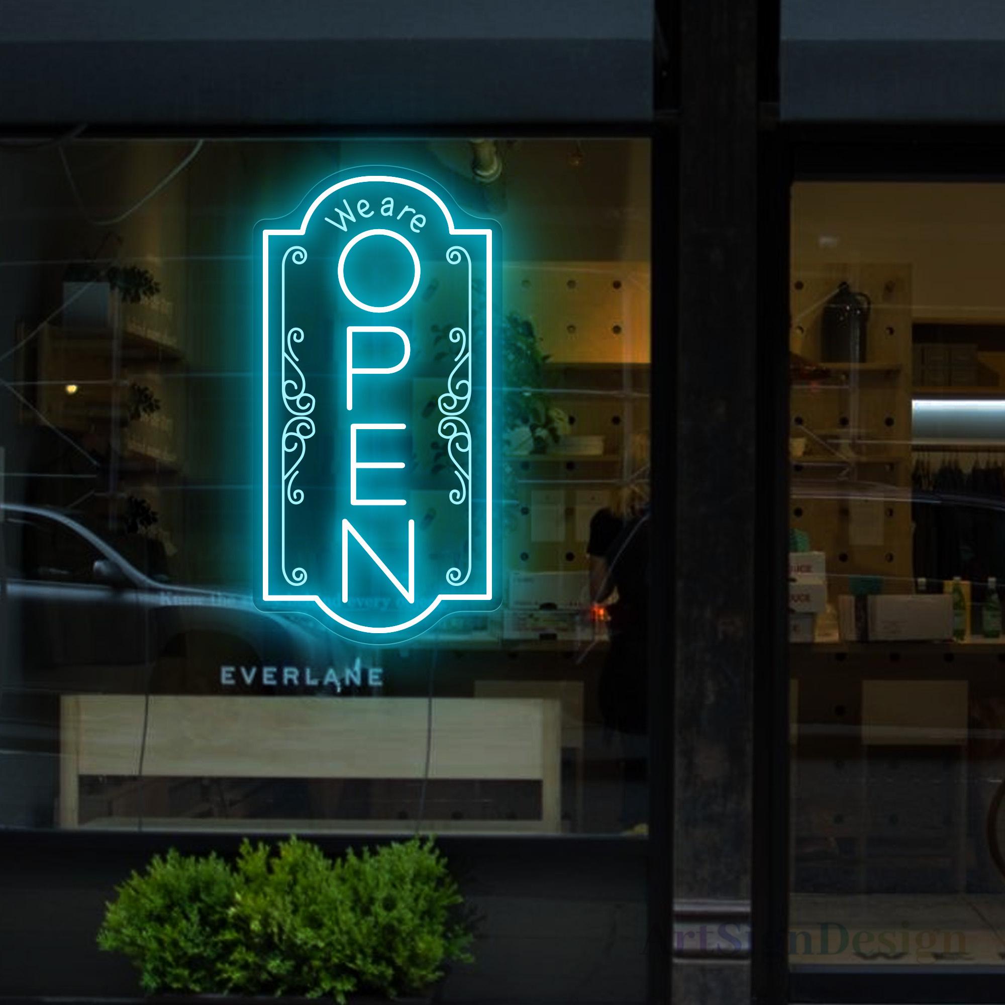 We Are Open Neon Sign for Store Window, Business Vertical Open LED ...