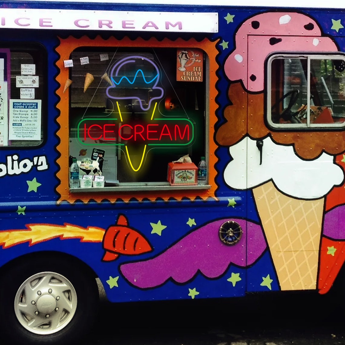 Ice Cream Neon Sign, Ice Cream Bar Sign, Ice Cream Sign, Ice Cream ...