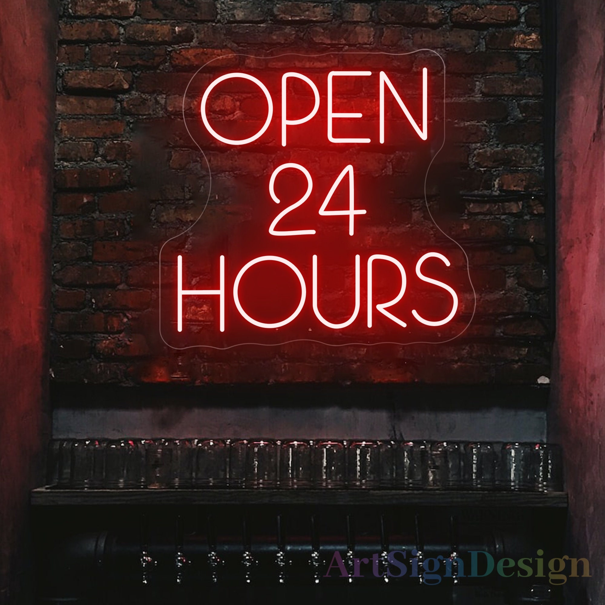 Open 24 Hours Neon Lights, 24h Open Led Sign, Open Neon Sign, Window ...