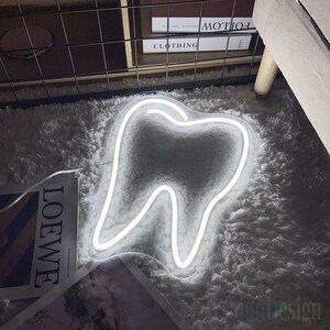 Tooth Neon Sign, White Tooth LED Neon, Medicine LED Light, Dentist ...
