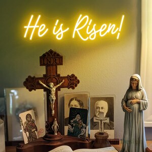 He is Risen Neon Sign,custom Jesus Neon Sign,happy Easter Wall Decor ...