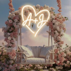 Custom Initials Heart Wedding Neon Sign, Wedding Initials Name Sign ...
