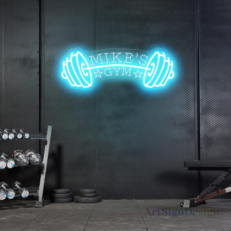 Custom Name Gym Neon Sign, Gym Wall Decoration,gym Wall Decor, Dumbbell ...