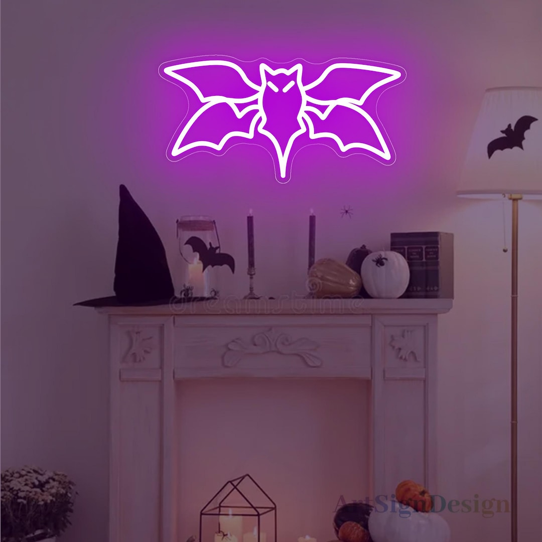 Halloween Bat Neon Sign,bat Light,flying Bat LED Sign, Flying Bat Decor ...