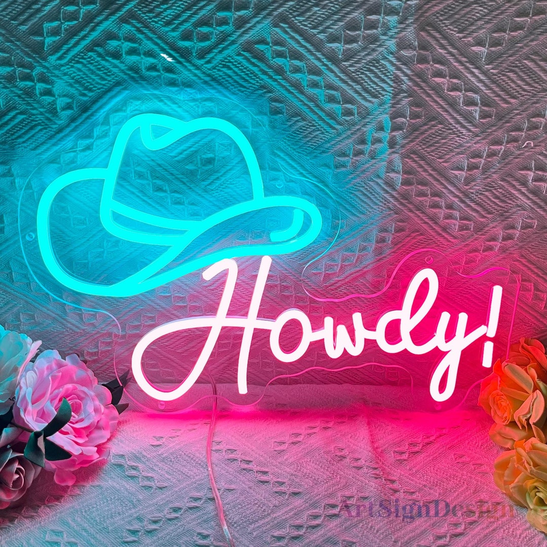 Cowboy Cowgirl Howdy Neon Sign,cowboy Hat LED Sign,howdy Cowboy Wall ...