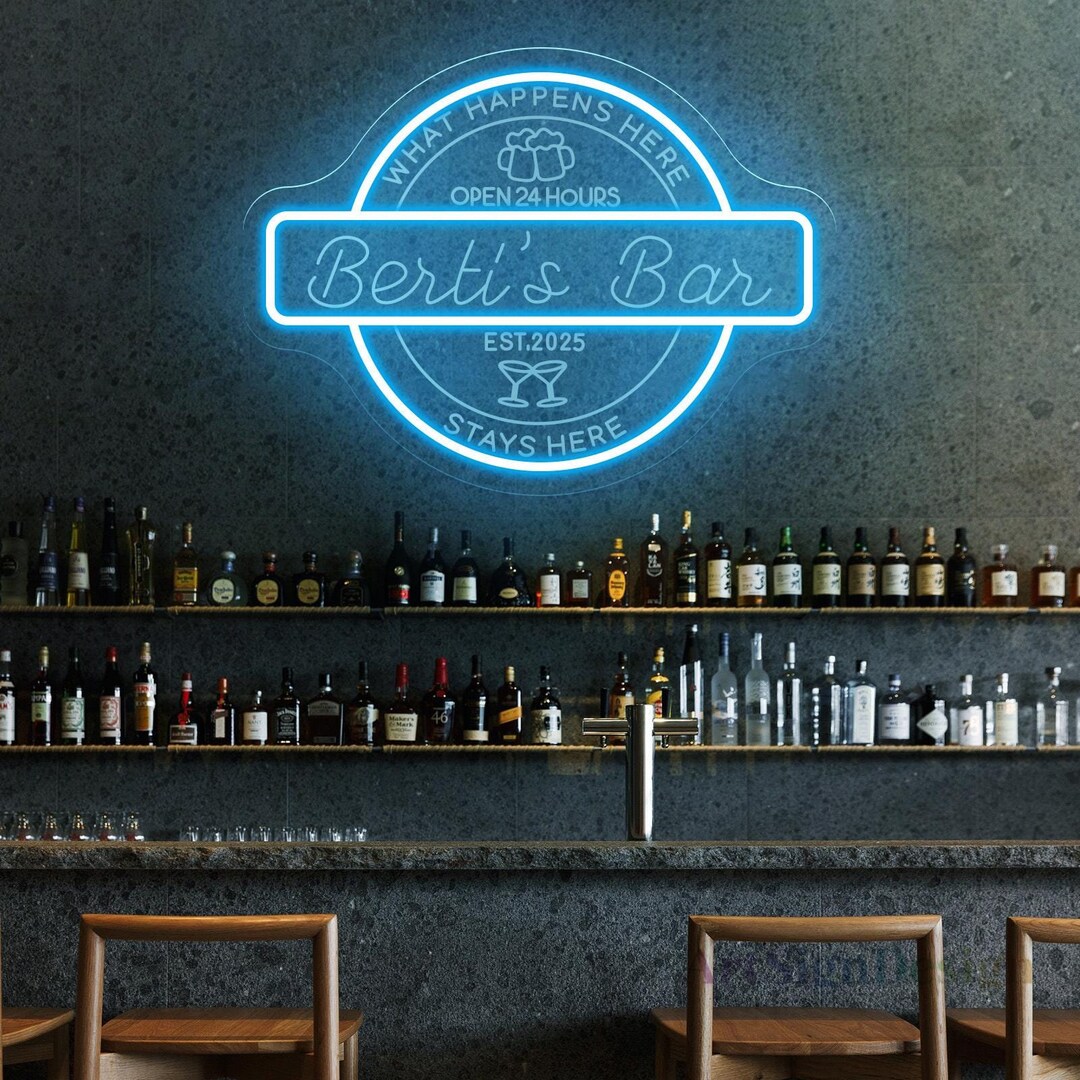 Custom Bar Led Wall Sign Neon, Personalised Home Bar Party Decor, Beer ...