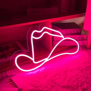 Cowboy Hat Neon Sign, Cowboy Straw Hat Neon Sign, Cowboy Hat With Name ...