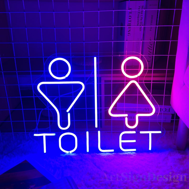 Male and Fimale Toilet Neon Sign Restroom Sign Bathroom Door Sign ...