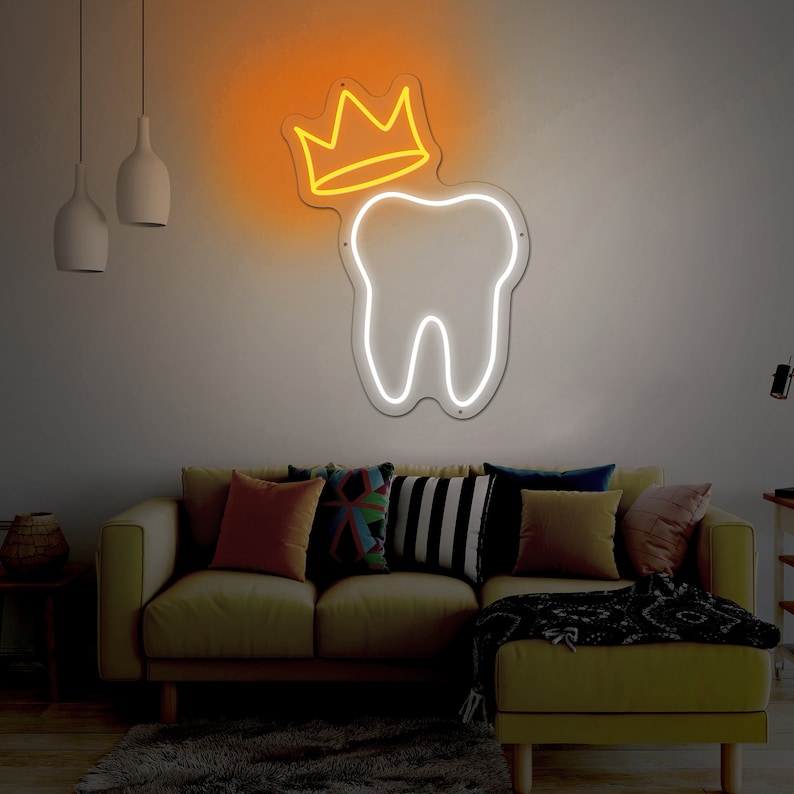 Tooth Neon Sign, White Tooth LED Neon, Medicine LED Light, Dentist ...