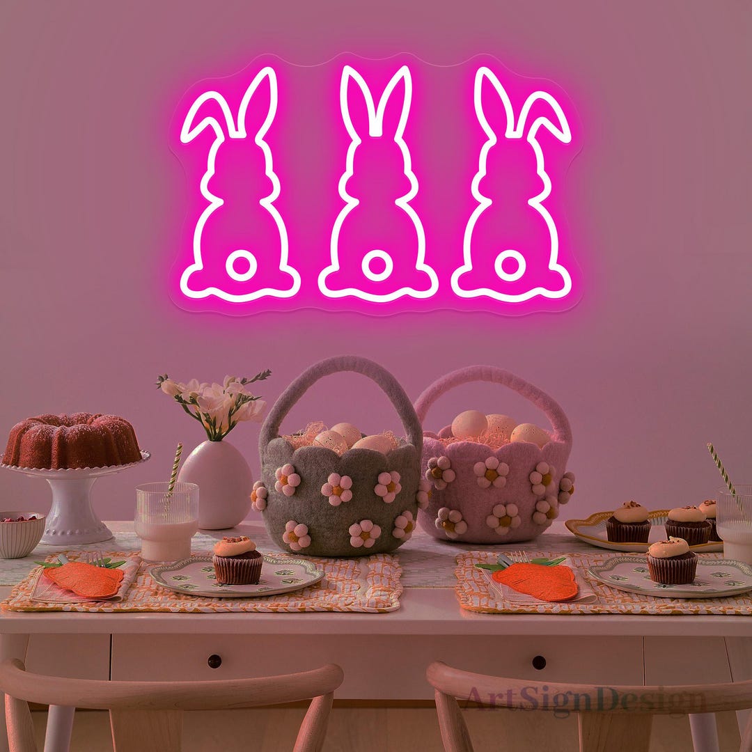 Easter Bunny Neon Sign, Easter Rabbit Sign, Easter Gifts for Kid,rabbit ...