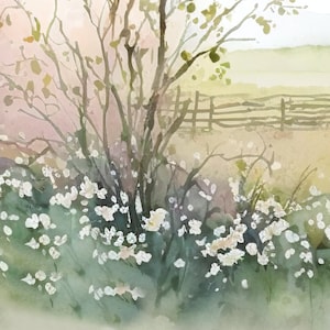 Farmhouse Wildflower Barn Wall Art, White Neutral, Rustic Print ...