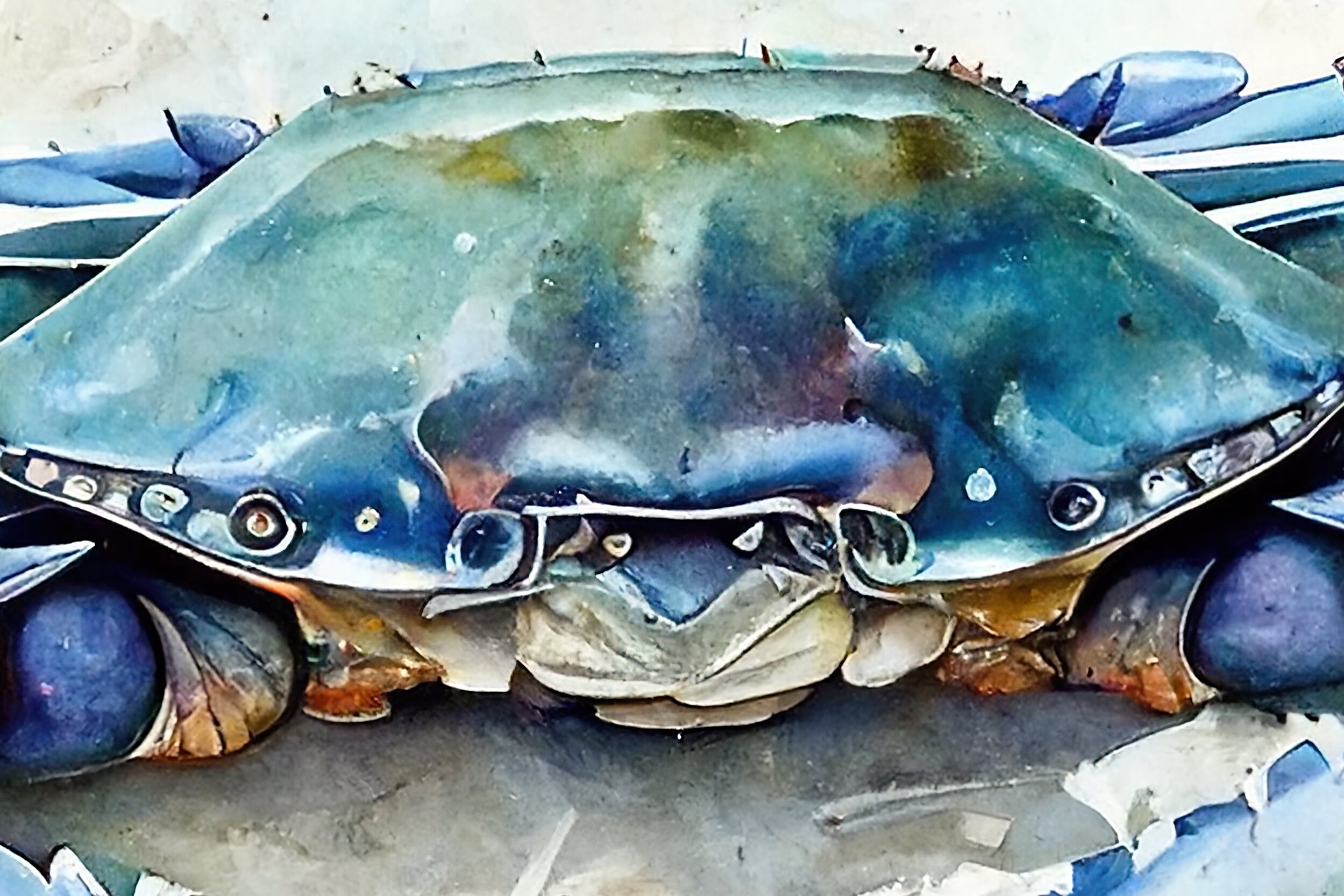 Coastal Wall Art, Nautical, Blue Crab Watercolor, Marine Life ...