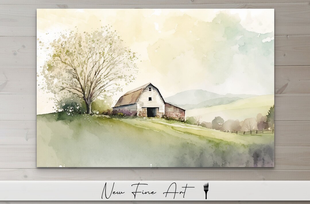Farmhouse Spring Barn Wall Art, Neutrals, Rustic Print, Flowers ...