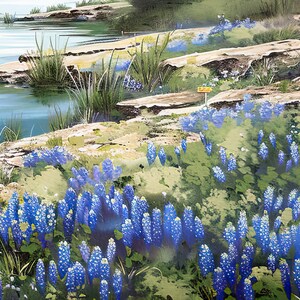 Bluebonnet Wall Art - Texas Hill Country, Southwest Watercolor - Spring ...