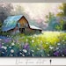 Oil Painting Barn in Flower Field, Farmhouse Wall Art, Country ...