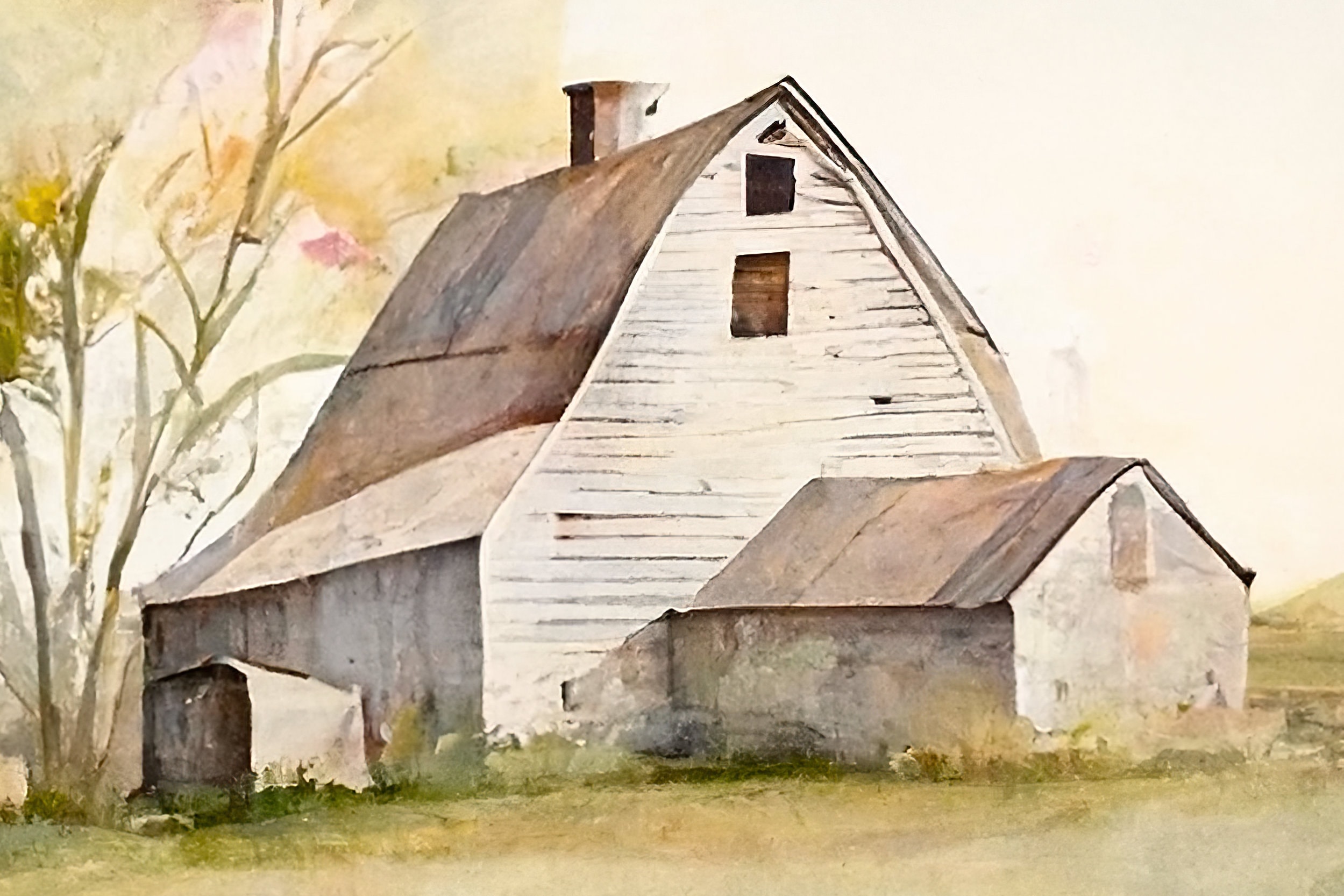 Farmhouse Flower Barn Wall Art, White Neutral, Rustic Print, Peonies ...