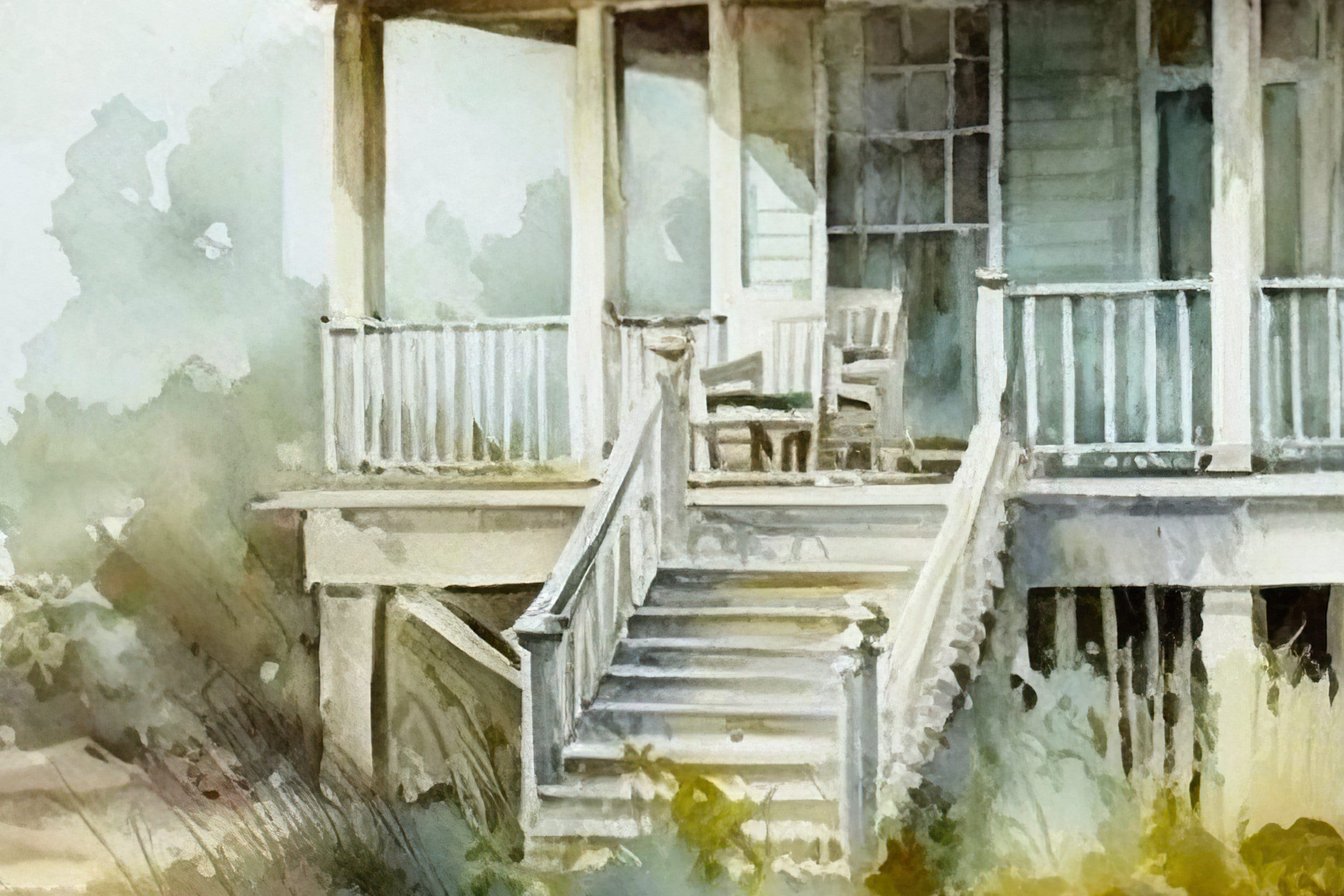 Coastal Beach House Watercolor, Ocean, Beach, Architecture, Seaside Art ...