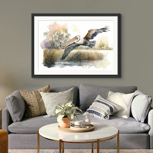 Watercolor, Pelican, Coastal Art, Bayou, Louisiana Wall Art, Coastal ...
