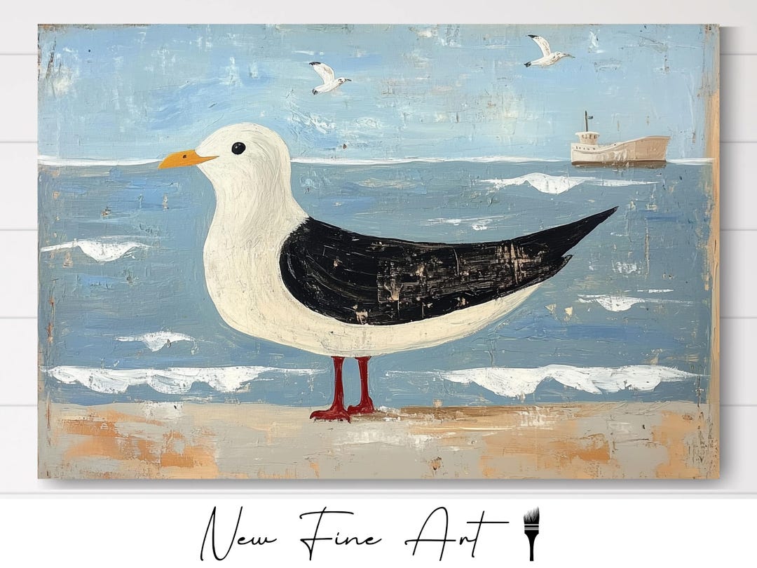 Seagull Wall Art Coastal Beach Nursery Décor – Nautical Ocean Bird ...