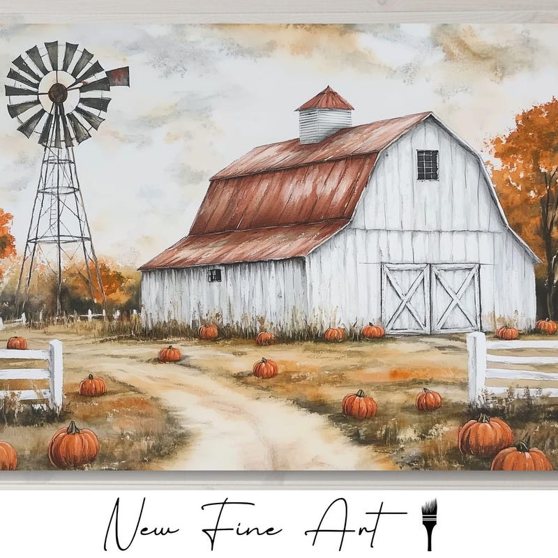 Barn and Windmill - Etsy