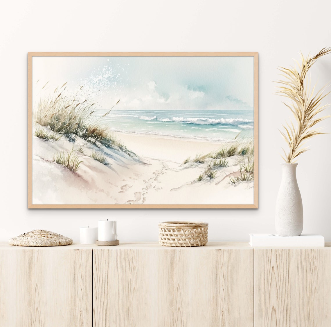 Sea Oats, Coastal Farmhouse, Beach Wall Art, Watercolor, White Sands ...