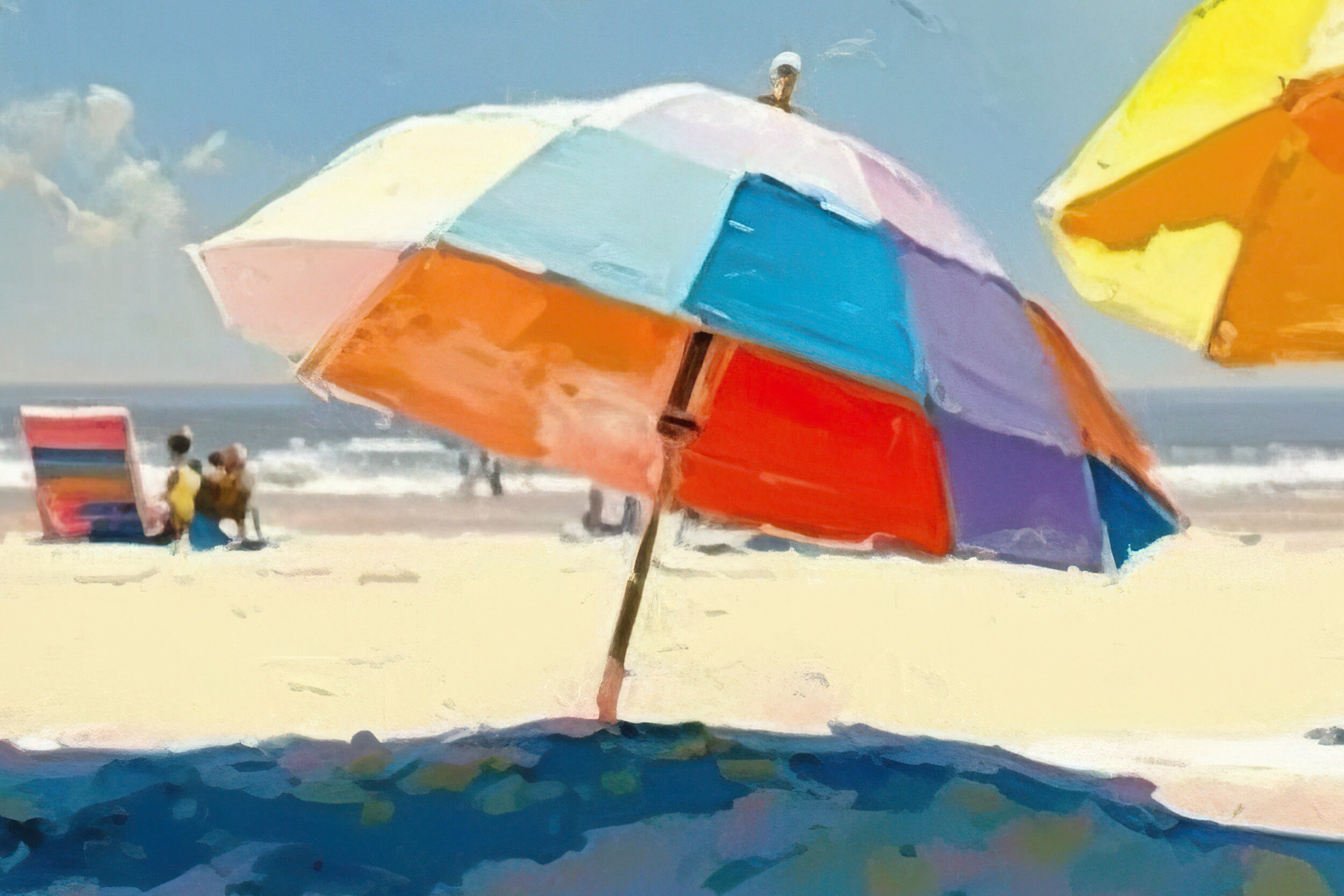 Beach Wall Art, Colorful, Beach Umbrellas, Coastal, Pop of Color ...