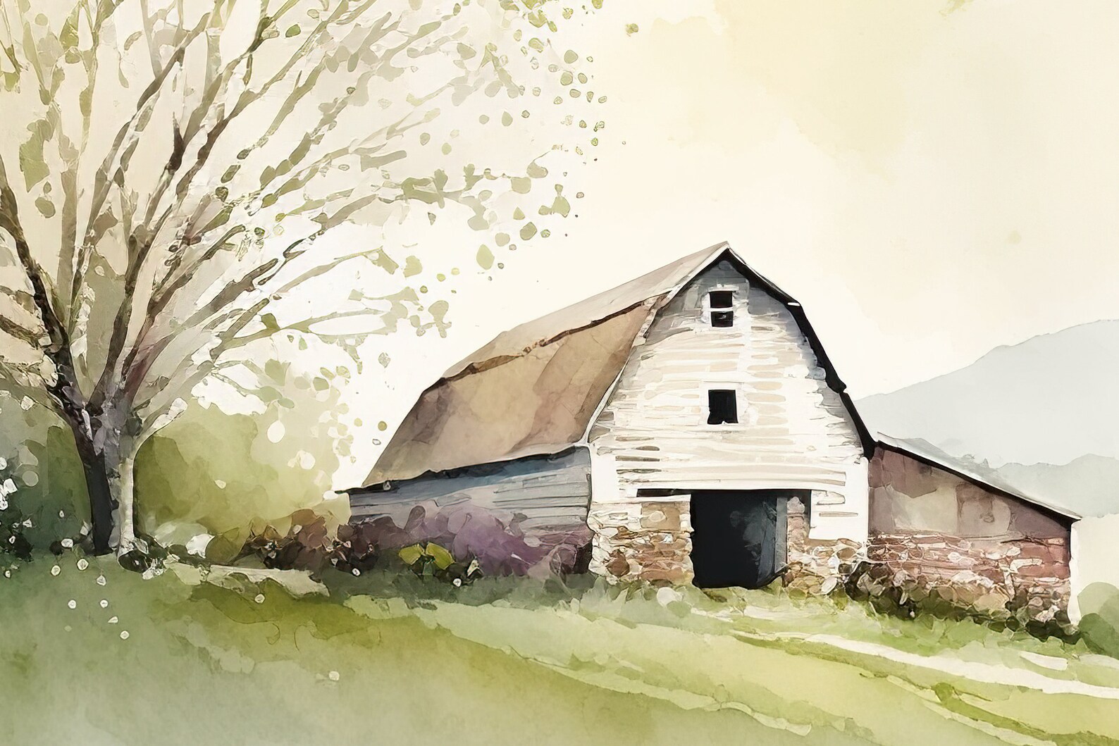 Farmhouse Spring Barn Wall Art, Neutrals, Rustic Print, Flowers ...