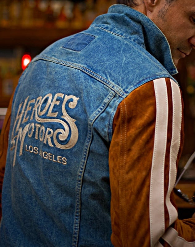 Trendinn Motorcycle Denim Jacket Jeans Fabric and Suede Leather Jacket ...