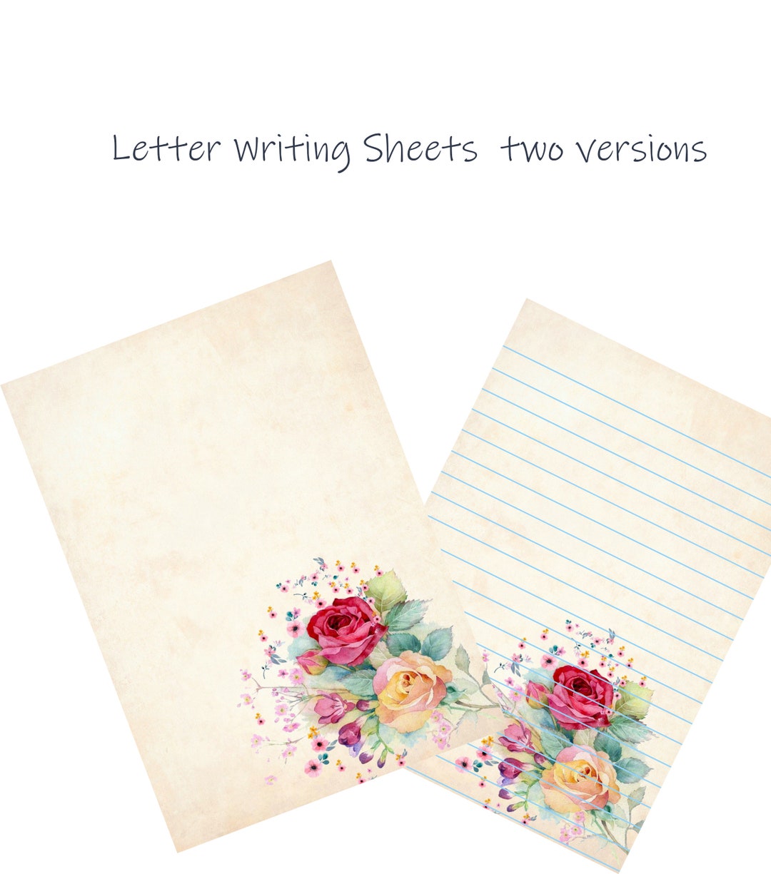 Floral Printable Letter Paper Line Sheet Floral Printable - Etsy