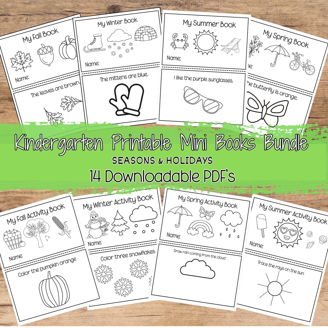 Kindergarten Printable Mini Books Bundle Seasons & Holidays - 14 Pdf's ...