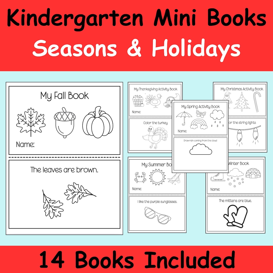 Kindergarten Printable Mini Books Bundle Seasons & Holidays - 14 Pdf's ...