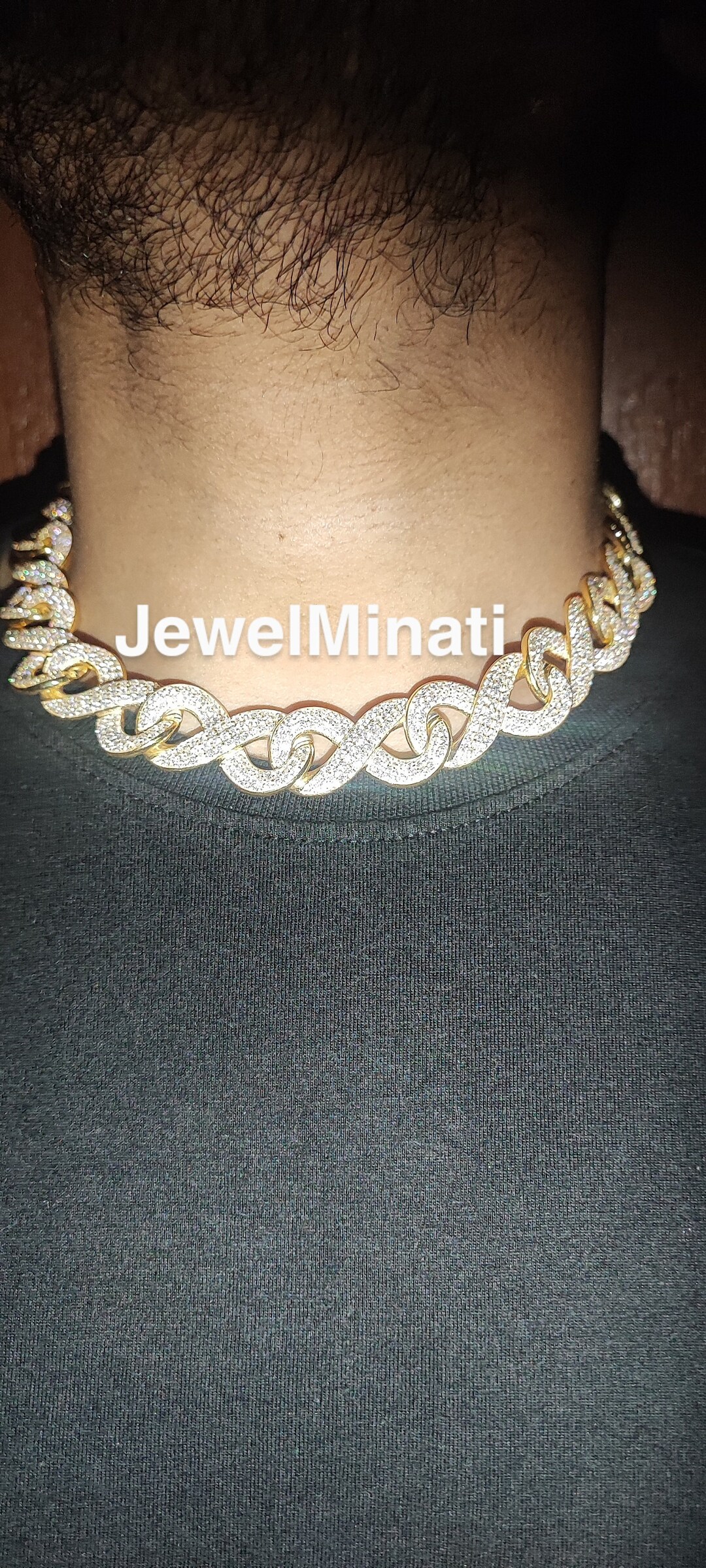 Silver Moissanite Infinity Link Chain |20 Mm Iced Out Chain | Iced Out ...