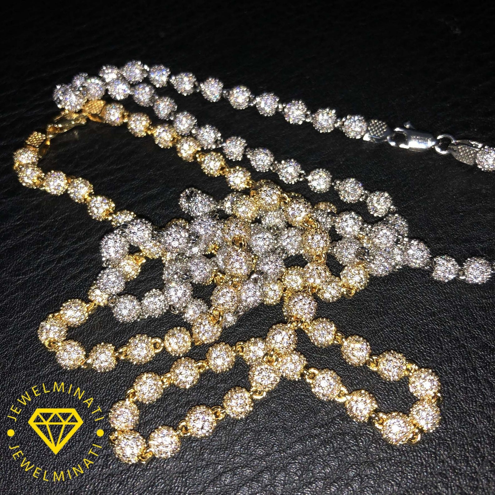 Clustered Ball Necklace Iced Out Ball Chain∙ 6 Mm Wide Ball ,jewelry ...