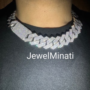 12MM VVS1 Black and White Moissanite Cuban Chain, Hip Hop 12MM VVS1 Black and White Moissanite Cuban Chain, Hip Hop