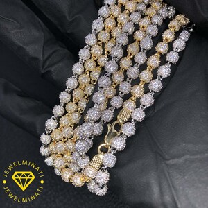 Clustered Ball Necklace Iced Out Ball Chain∙ 6 Mm Wide Ball ,jewelry ...