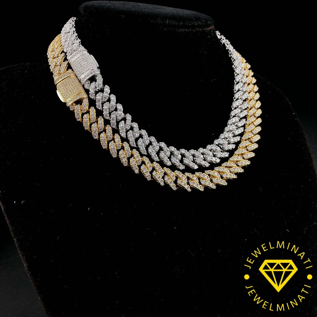 Single Row 925 Sterling Silver Men's VVS1 Moissanite Diamonds Studded ...
