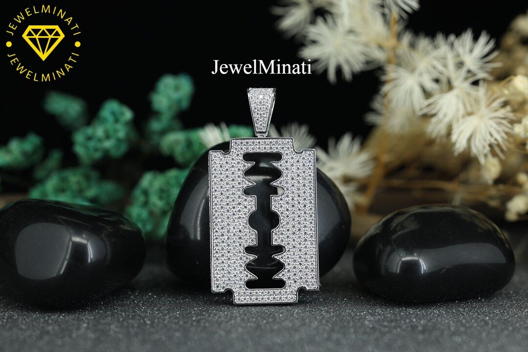 Razor Blade Necklace for Men Boys Barber Jewelry 925 Sterling Silver ...