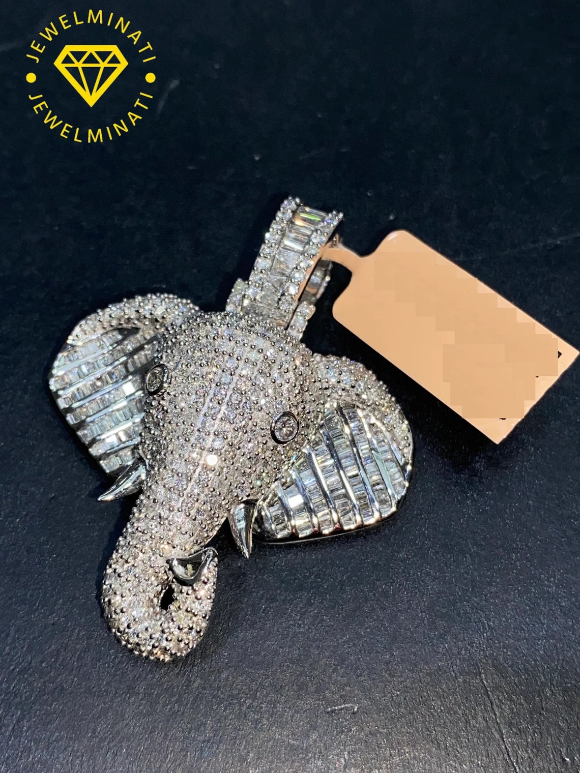 Hip Hop Ice Out Elephant Diamond Pendant Customize Rapper Pendant ...