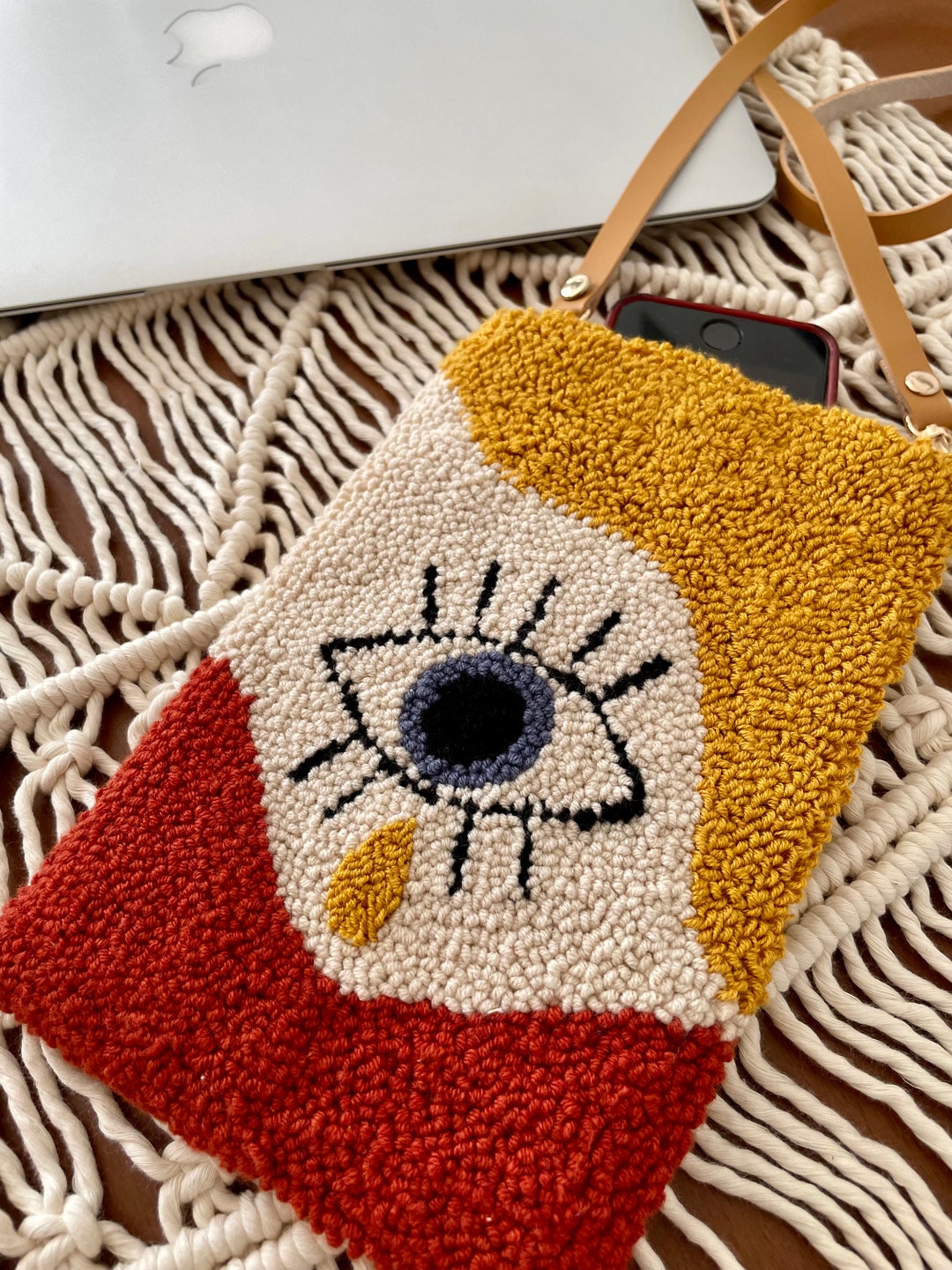 Punch Needle Phone Bag , Punch Needle Embroidered Mini Crossbody Phone ...