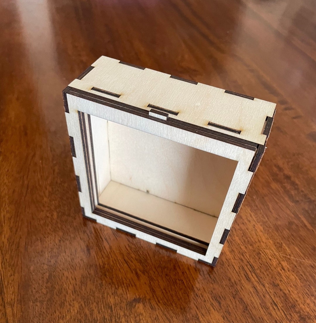 4" X 4" X 1.57", 3mm Wood, Lightbox, Shadow Box, SVG File, Mirror Box, Removable, Replaceable ...