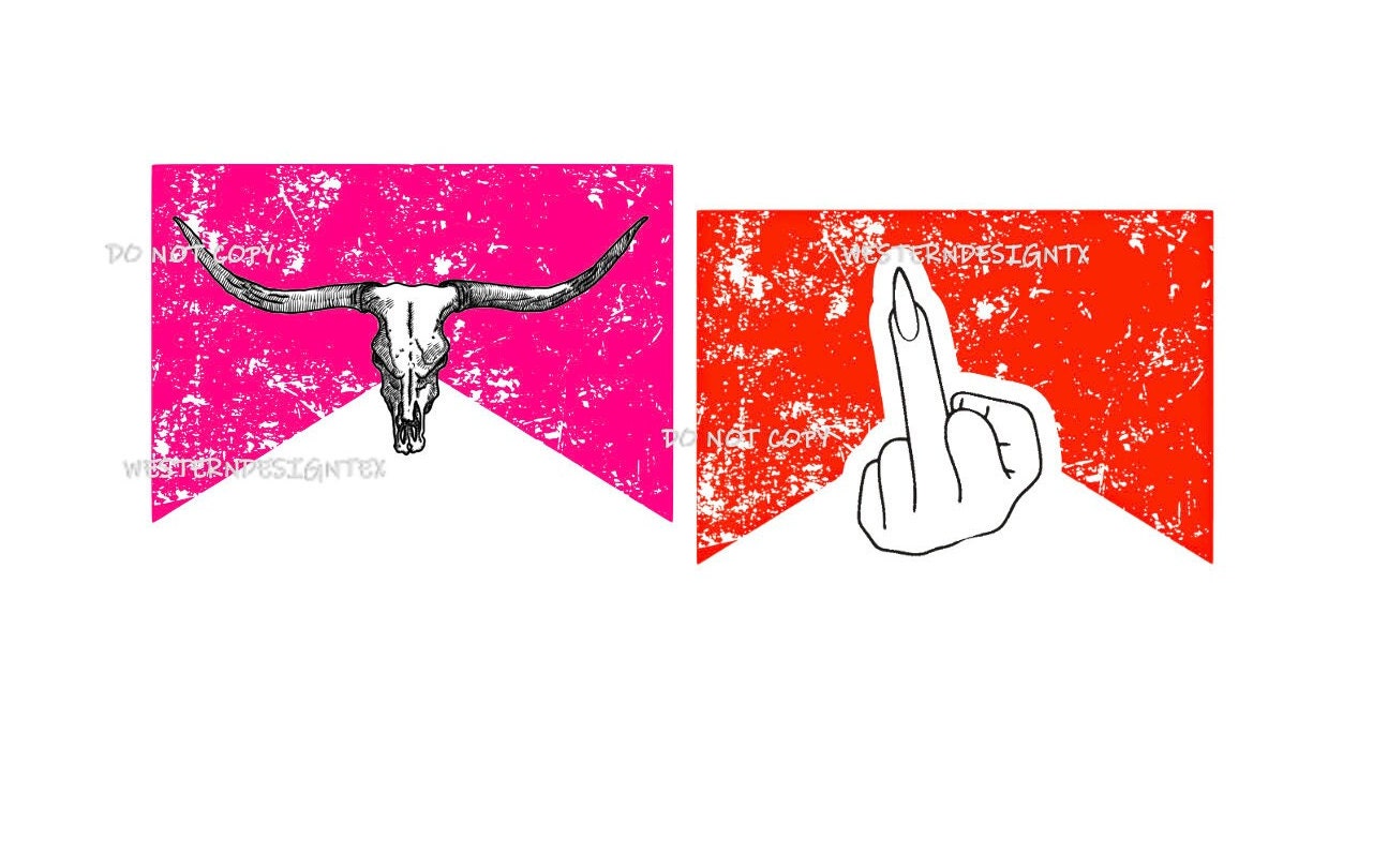 2 PNG Bundle, Steer Cow Skull, Middle Finger, Distressed Country Cowboy ...