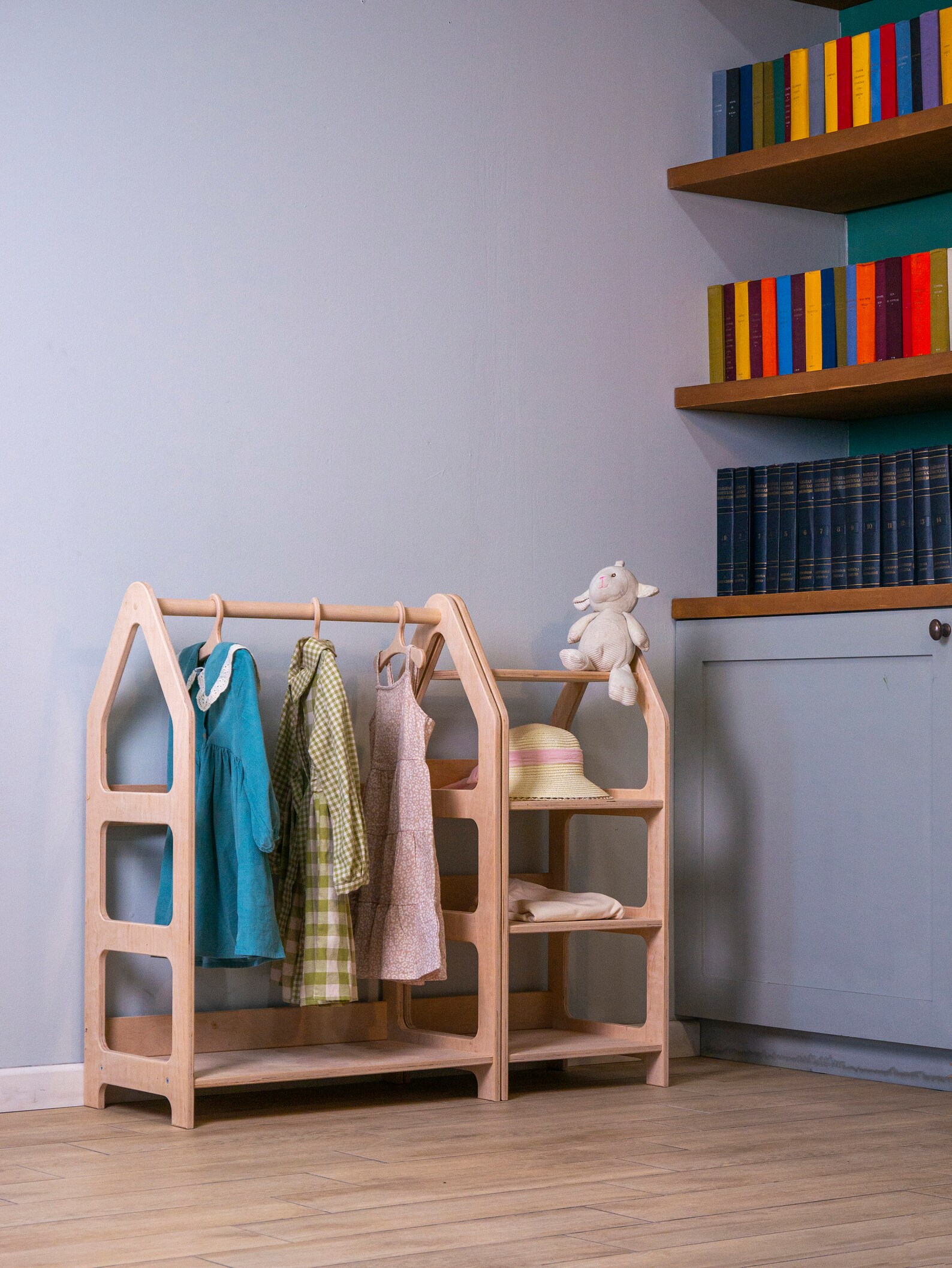 Clothing Rack, Children Montessori Wardrobe, Toddler Wardrobe Clothing ...