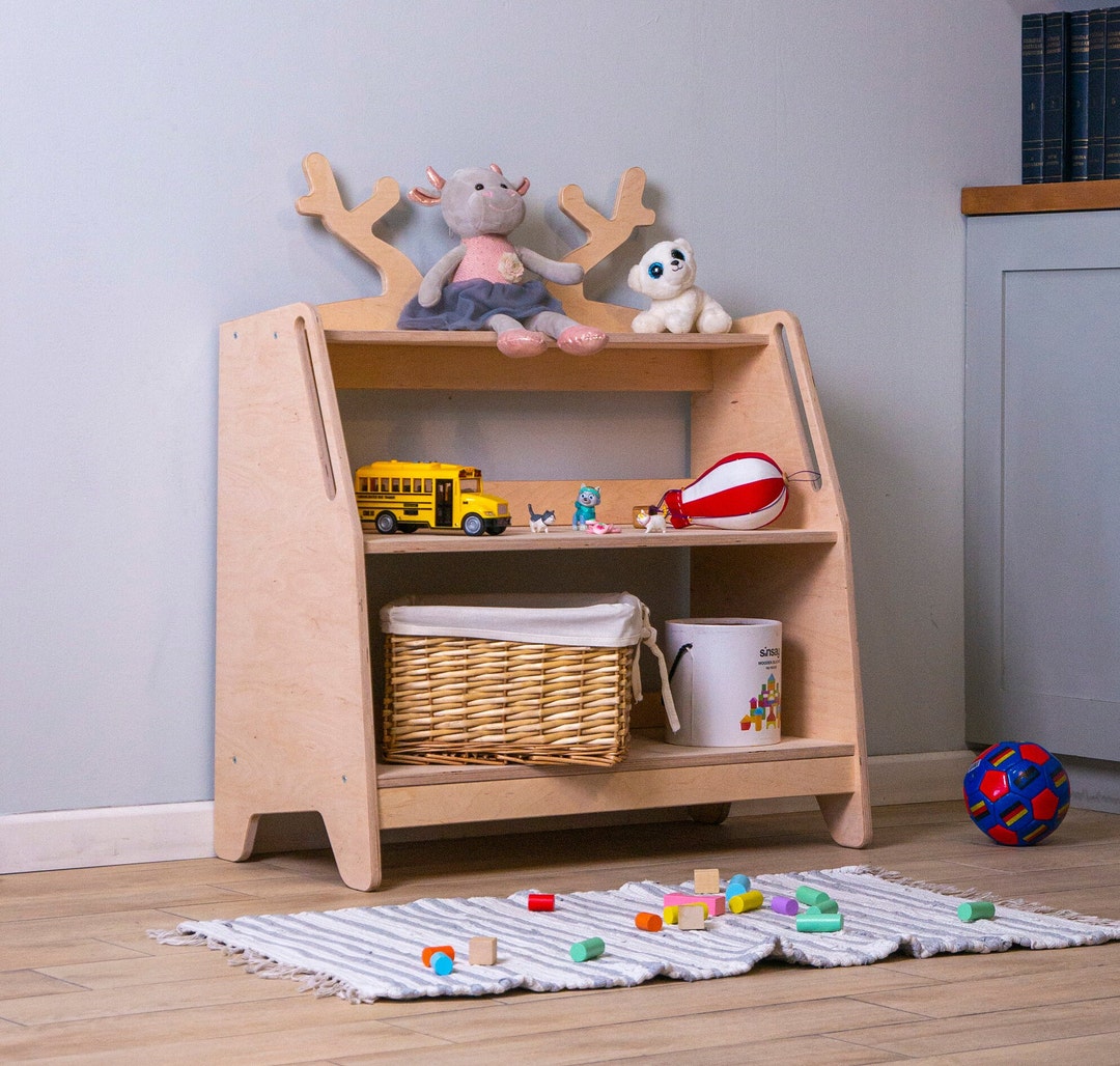 Big Montessori Toy Shelf, Modern Toy Shelf, Floor Toy Shelf, Toddler ...