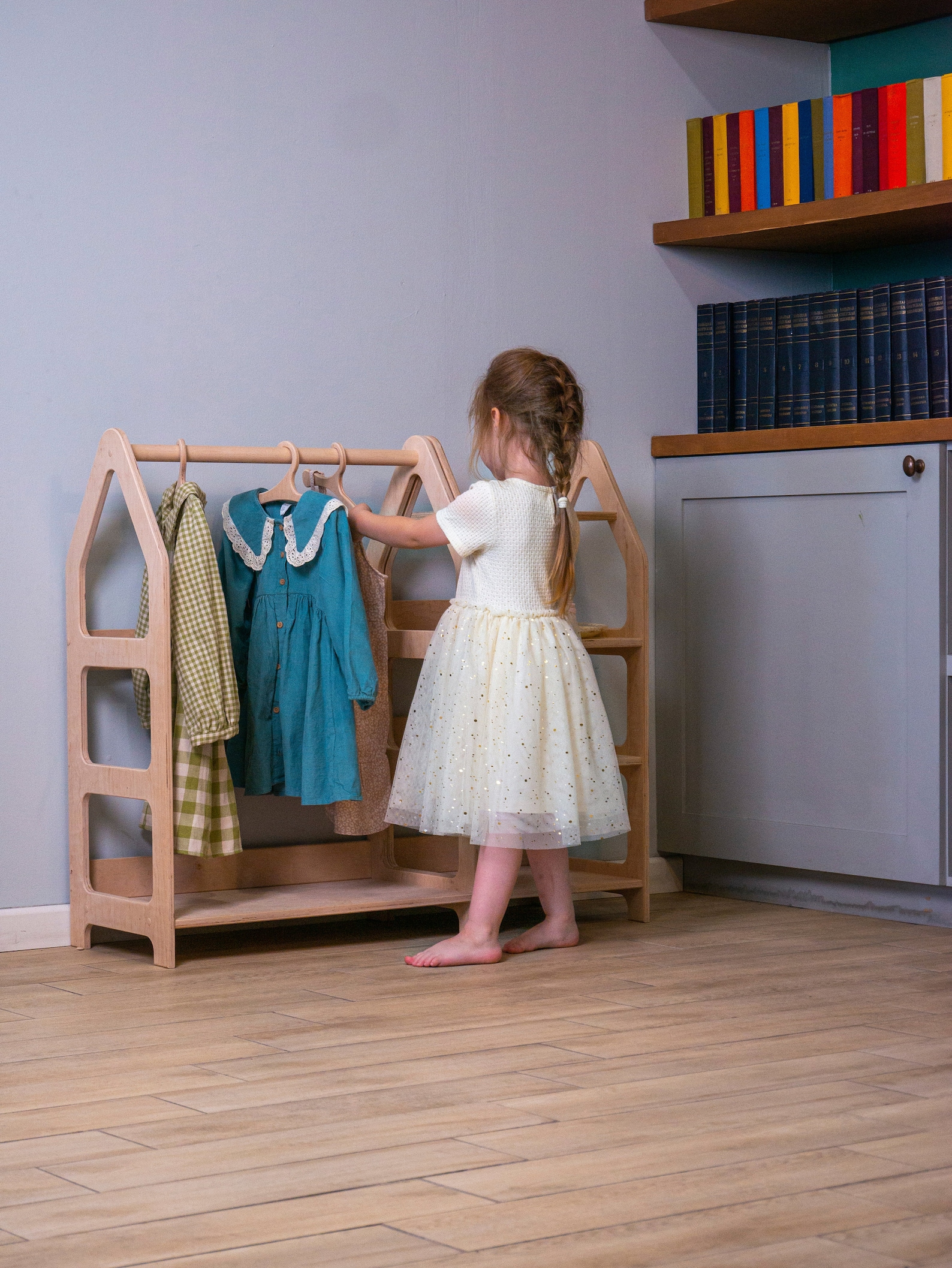 Clothing Rack, Children Montessori Wardrobe, Toddler Wardrobe Clothing ...