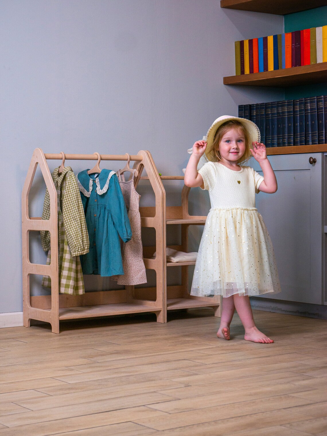 Clothing Rack, Children Montessori Wardrobe, Toddler Wardrobe Clothing ...