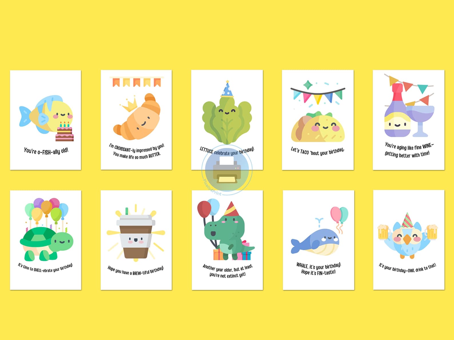 10 Printable Funny Birthday Card Templates | Witty and Punny Greeting ...