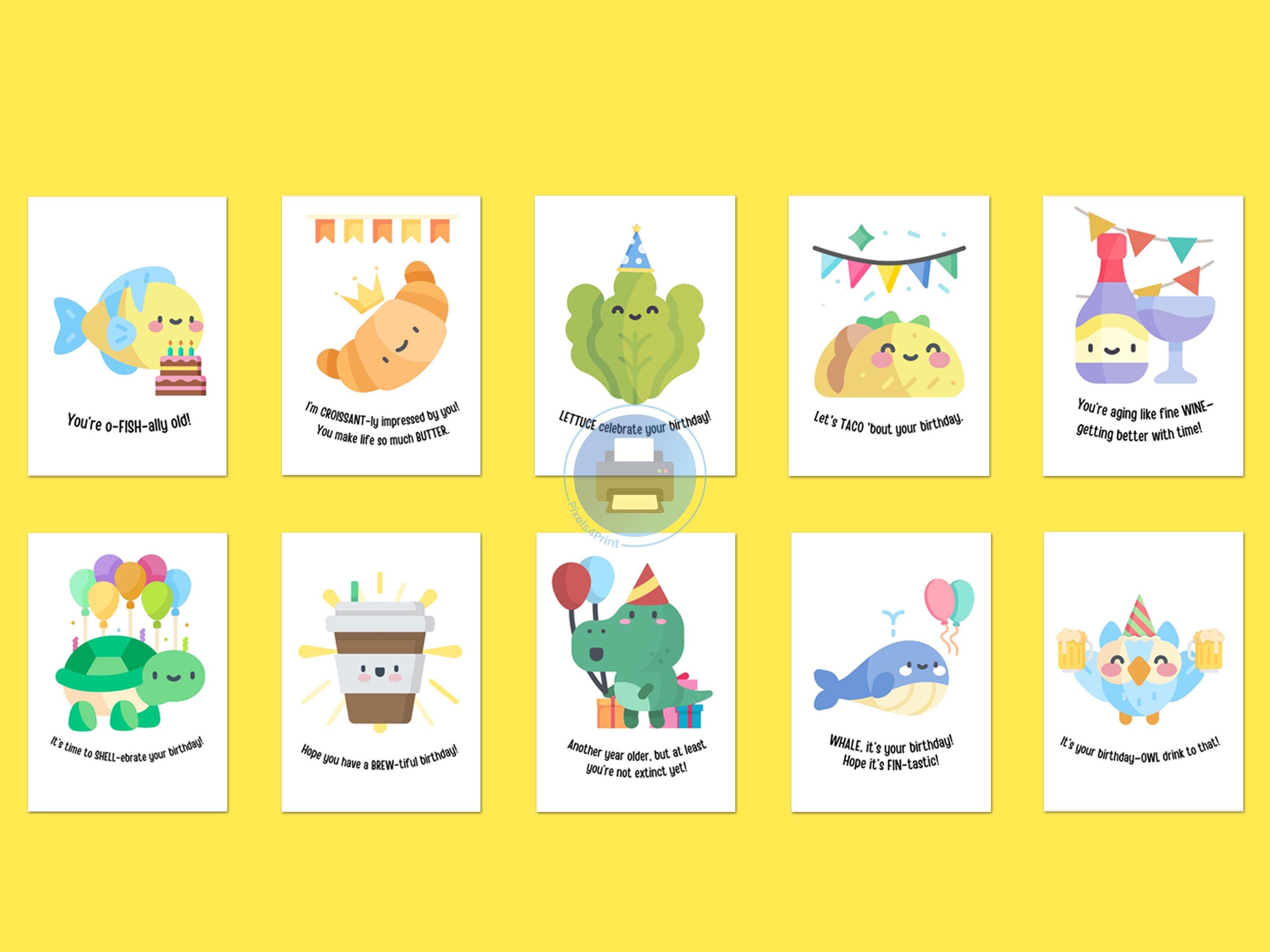 10 Printable Funny Birthday Card Templates | Witty and Punny Greeting ...