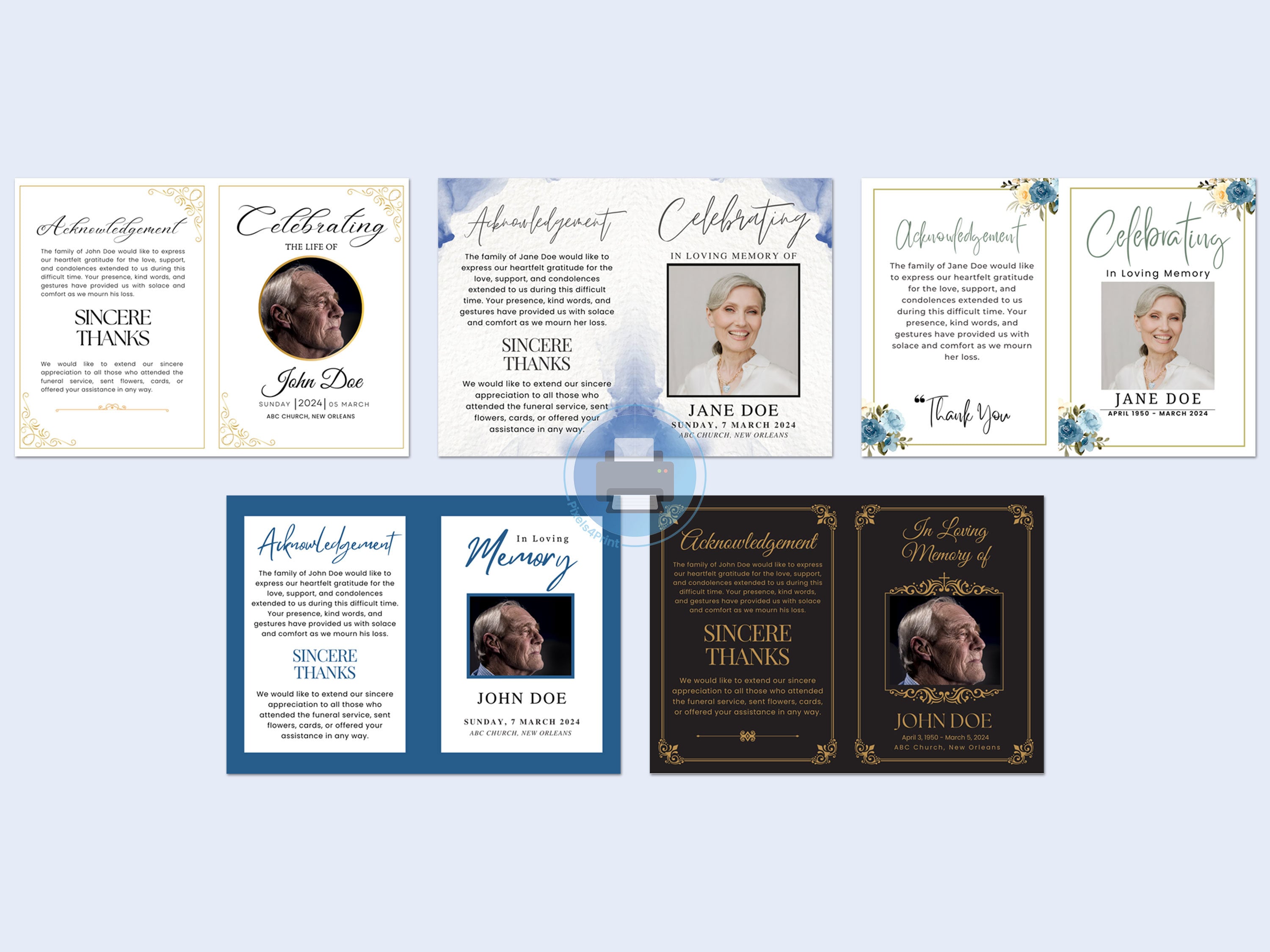 20 Editable Funeral Program Templates Bundle | Customizable Obituary ...