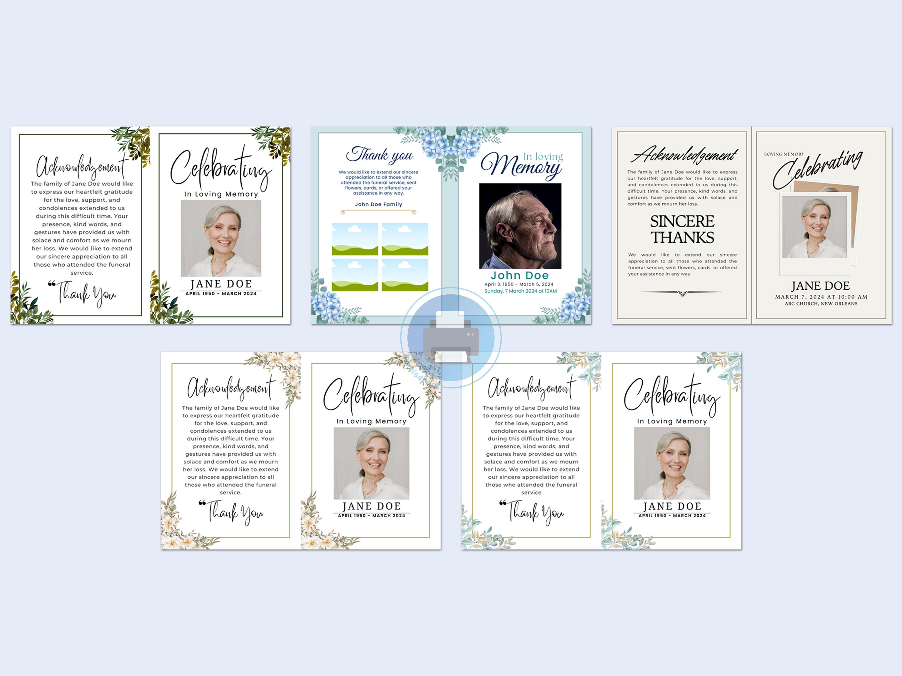 20 Editable Funeral Program Templates Bundle | Customizable Obituary ...