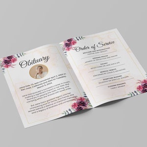 20 Editable Funeral Program Templates Bundle | Customizable Obituary ...